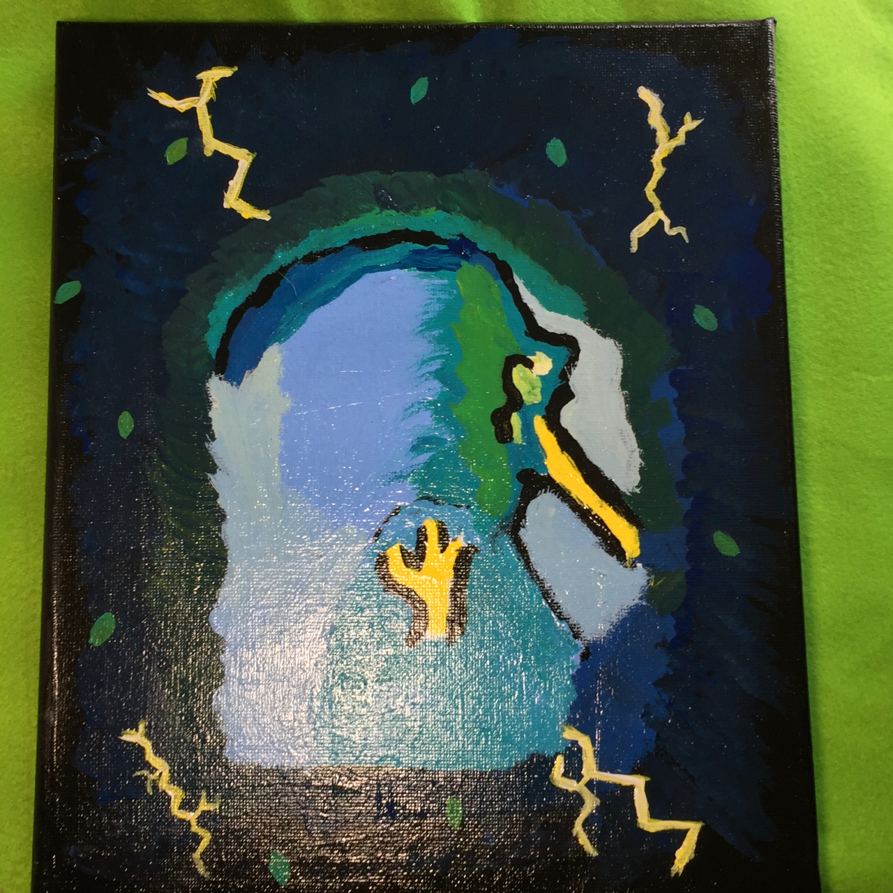 “Blue Vomit” ACRYLIC PAINTING 9×11″ – miiriya