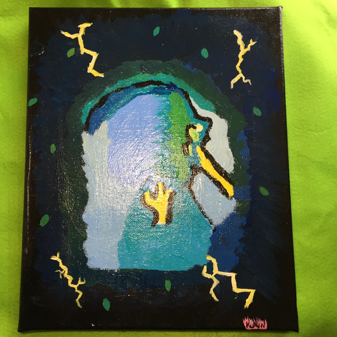 “Blue Vomit” ACRYLIC PAINTING 9×11″ – miiriya